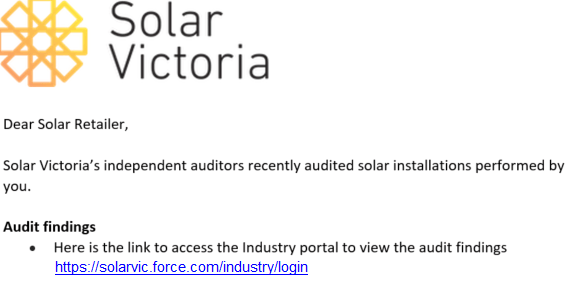 View audit results online | solar.vic.gov.au